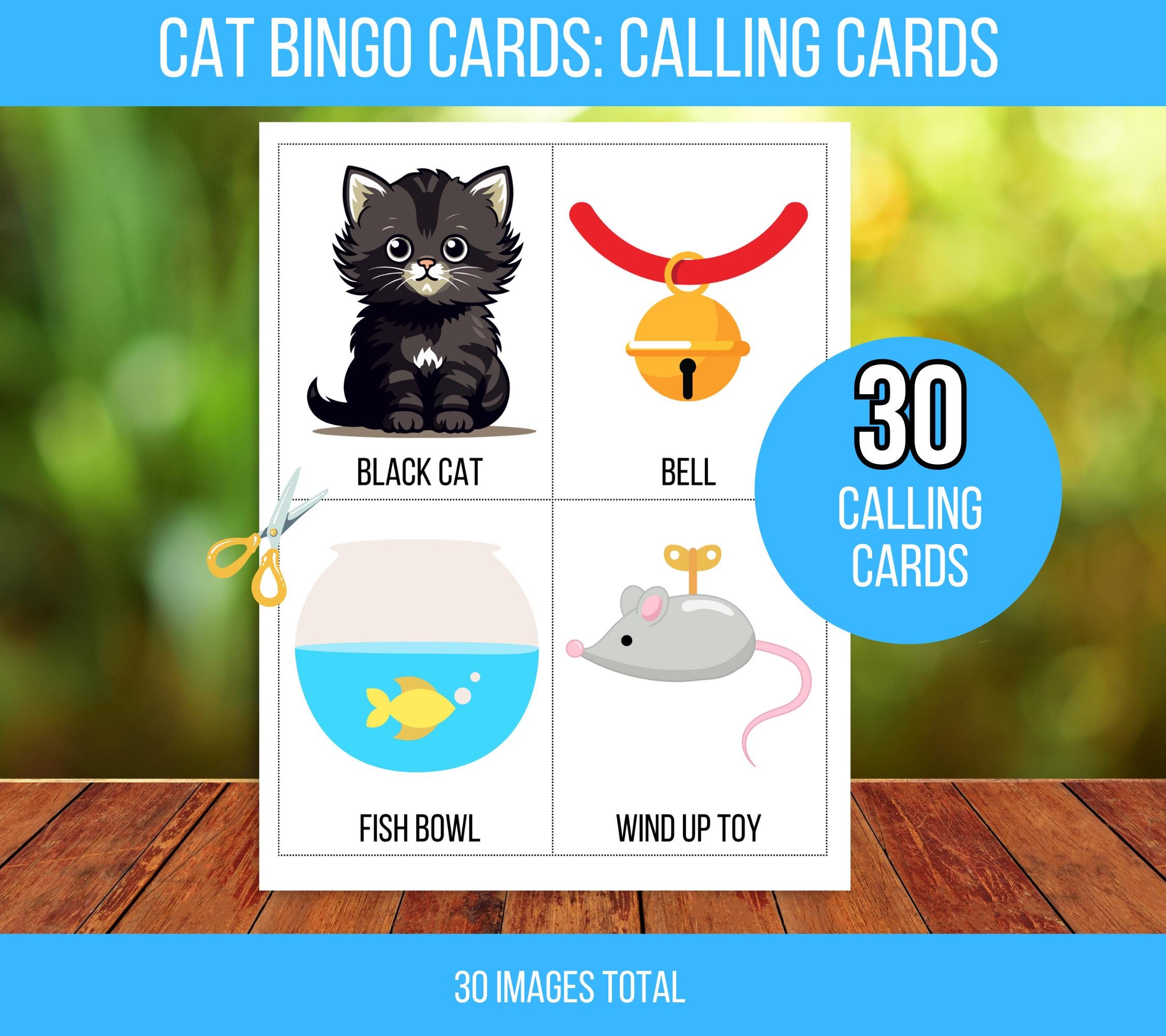 Cat Bingo, 30 Printable Cat Bingo Cards, Cat Birthday Party Game, Cat ...