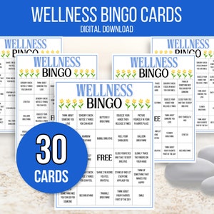 Wellness Bingo, 30 Wellness Bingo Cards, Mindfulness Bingo, Mindfulness ...