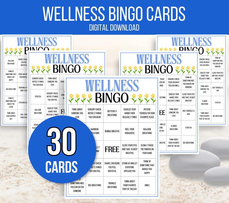 Wellness Bingo, 30 Wellness Bingo Cards, Mindfulness Bingo, Mindfulness ...