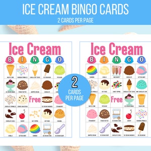 Ice Cream Bingo, 30 Printable Ice Cream Bingo Cards, Ice Cream Birthday ...