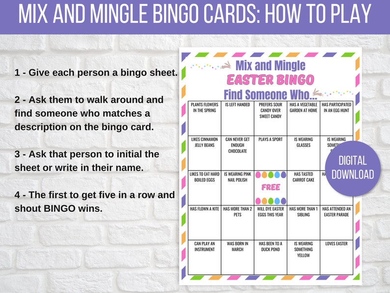 Easter Bingo, Easter Get to Know You Bingo, Easter Find Someone Who ...
