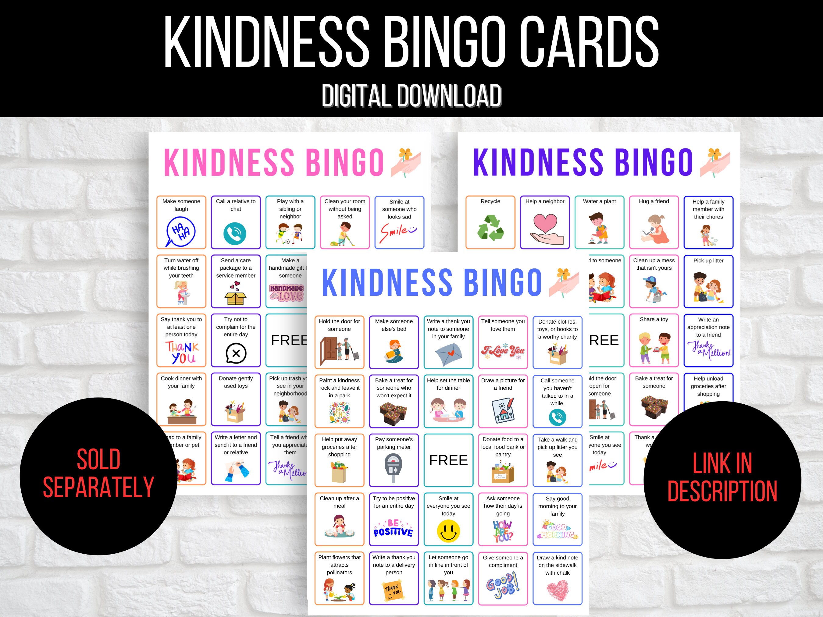 Kindness Bingo 3 Kindness Bingo Cards Acts of Kindness - Etsy Canada