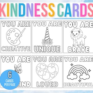 Kindness Cards, 36 Coloring Kindness Cards, Compliment Cards, Acts of ...