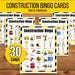 Construction Bingo, 30 Printable Construction Bingo Cards, Construction ...