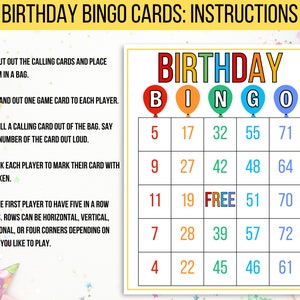 Birthday Bingo, 100 Birthday Party Bingo Cards, Birthday Game, Happy ...
