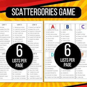 Scattergories Game, Family Scattergories Game, Scattergories Score ...