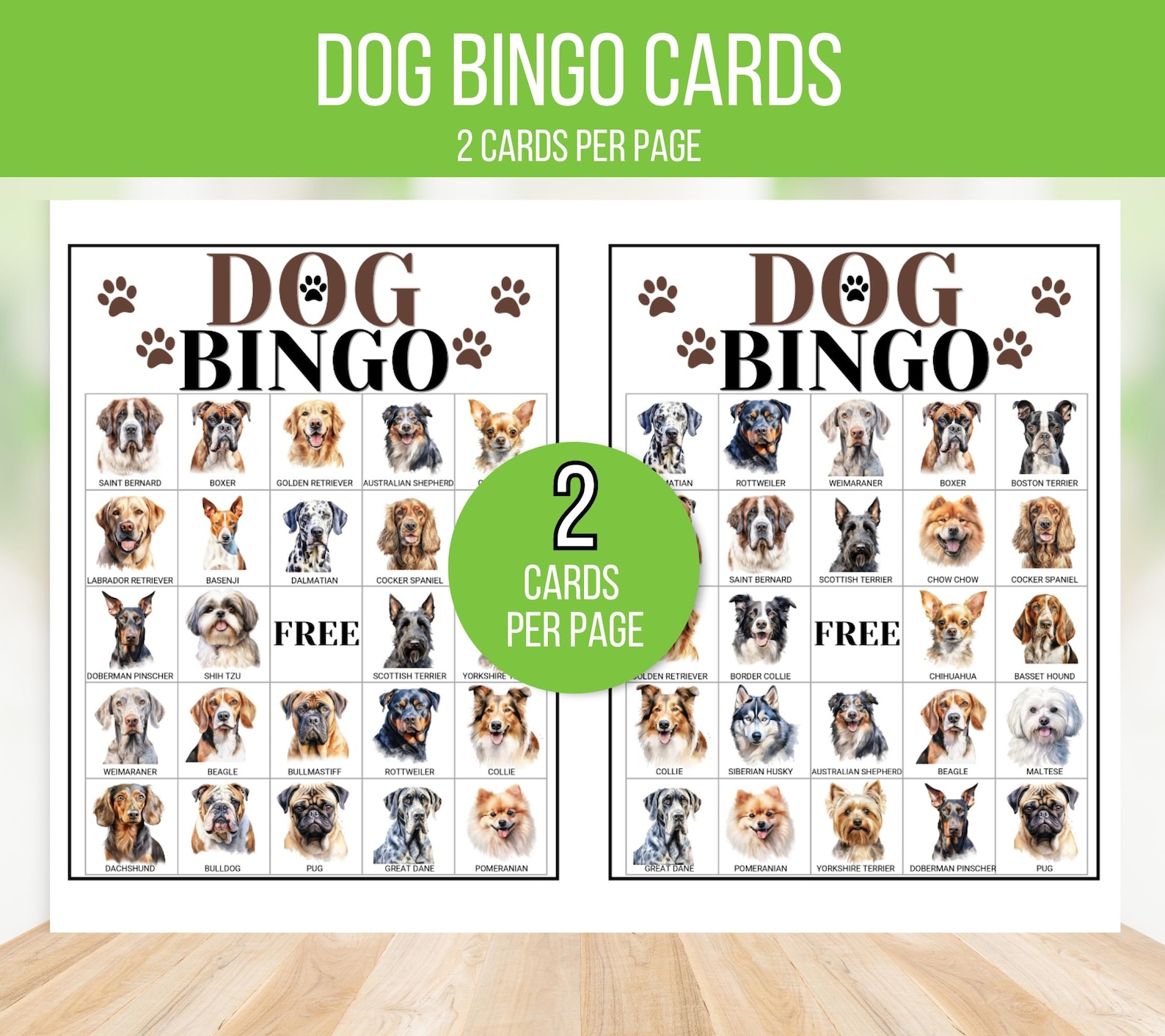 Dog Bingo, 30 Printable Dog Bingo Cards, Dog Birthday Party Game, Dog ...