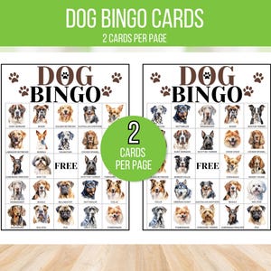 Dog Bingo, 30 Printable Dog Bingo Cards, Dog Birthday Party Game, Dog ...