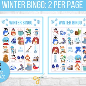 Winter Bingo, 30 Printable Winter Bingo Cards, Winter Activity for Kids ...