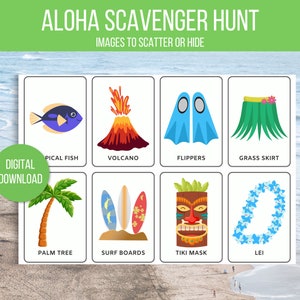 Aloha Scavenger Hunt, Printable Aloha Party Game, Aloha Birthday, Aloha ...
