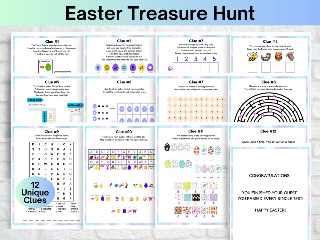 Indoor Easter Treasure Hunt for Older Kids, Easter Scavenger Hunt ...