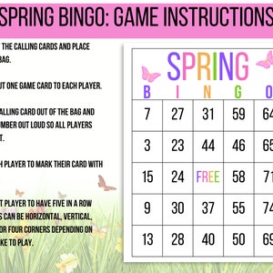 100 Spring Bingo Cards, 1, 2, or 4 per Page, Spring Party Game, Spring ...