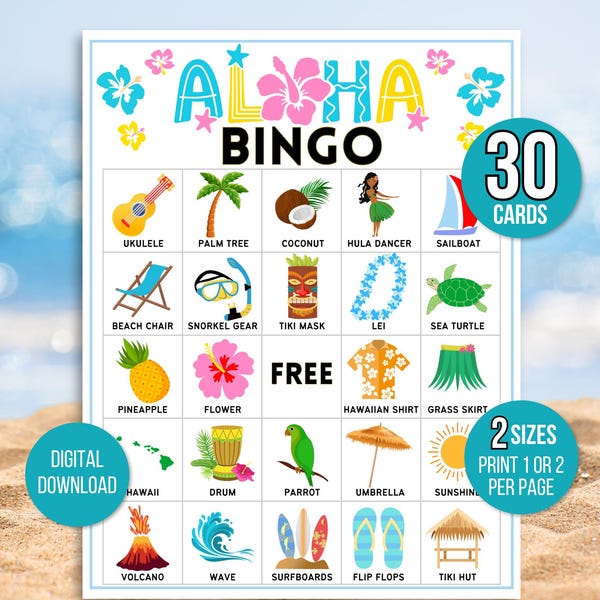 Luau Party Game Bundle, Printable Luau Games, Luau Party Games for ...