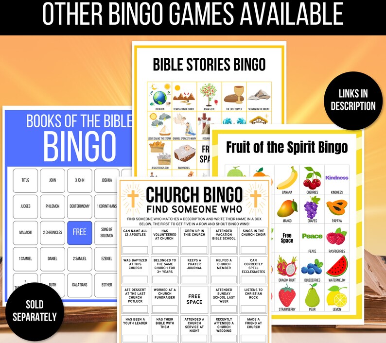 Bible Church Bingo, 50 Church Bingo Cards, Christian Bingo, Find ...