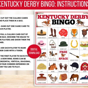 Kentucky Derby Bingo, 50 Kentucky Derby Bingo Cards, Kentucky Derby ...