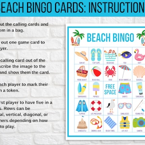 Beach Bingo Fun in the Sun Bingo 30 Printable Beach Bingo - Etsy