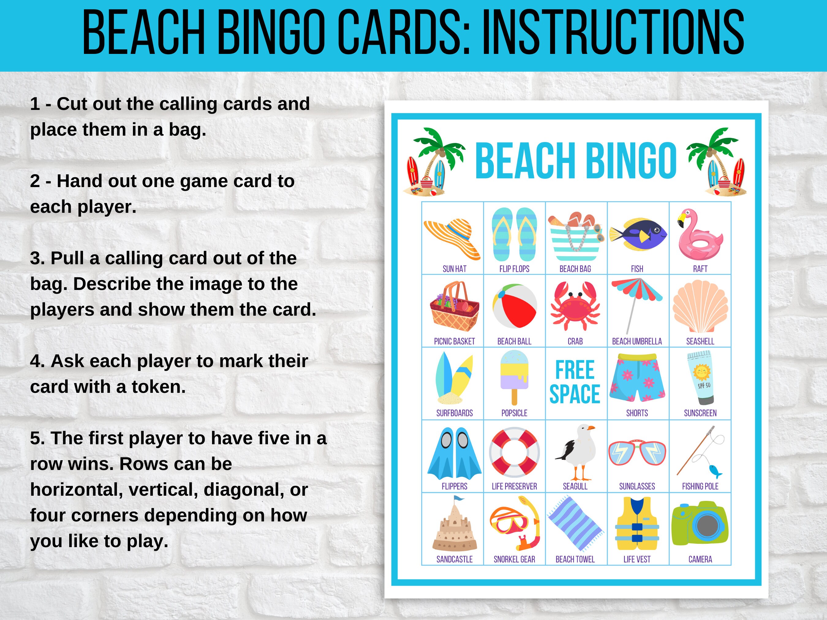 Beach Bingo Fun in the Sun Bingo 30 Printable Beach Bingo - Etsy