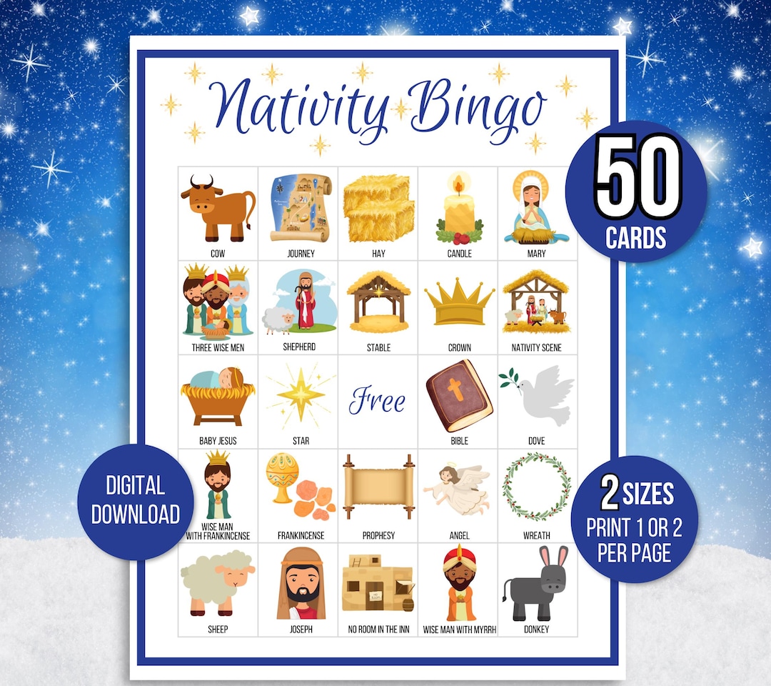 Nativity Bingo, 50 Nativity Bingo Cards, Christmas Bingo, Christmas ...