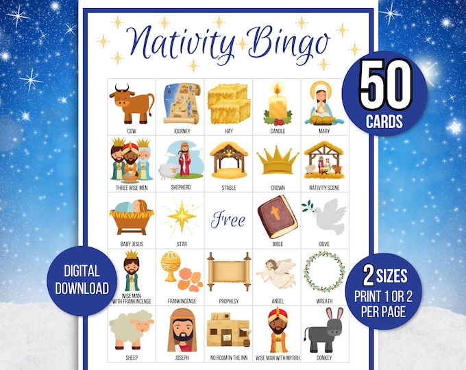 Nativity Bingo Game Printable Nativity Bible Bingo Christmas Nativity ...