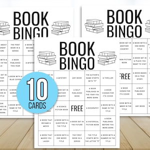Book Bingo, 10 Printable Book Bingo Cards, Book Bingo Challenge, Book ...