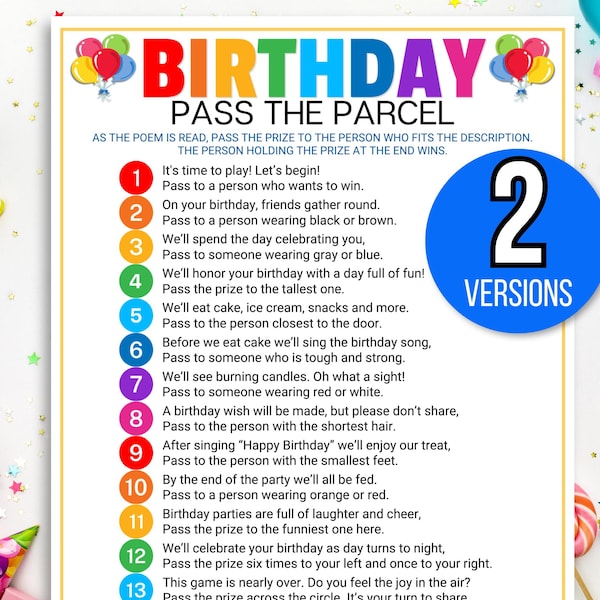 Printable Forfeits for Pass the Parcel - Etsy UK