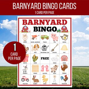 Barnyard Bingo, 30 Printable Barnyard Bingo Cards, Farm Bingo, Farm ...