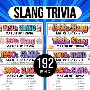 Slang by the Decades Game Bundle, Decade Trivia Night Games, Decade ...