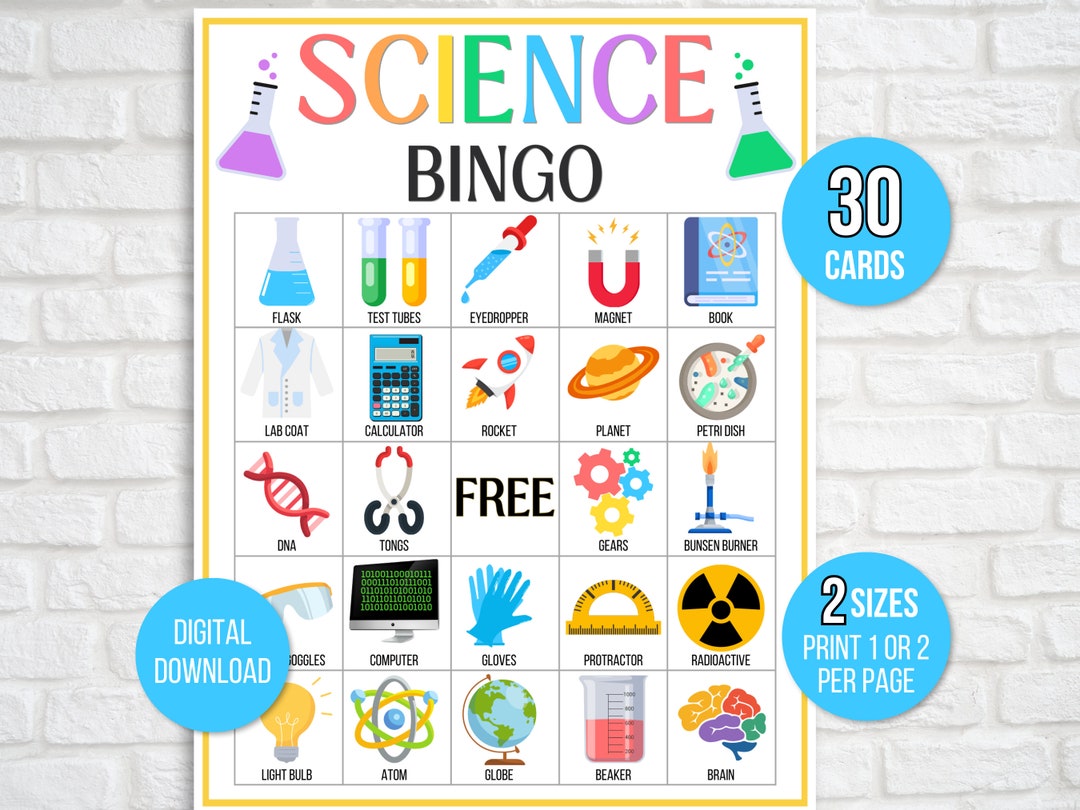 Science Bingo, 30 Printable Science Bingo Cards, Chemistry Bingo, Mad ...