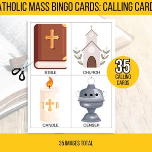 Catholic Mass Bingo, First Communion Bingo, 50 Catholic Mass Bingo ...