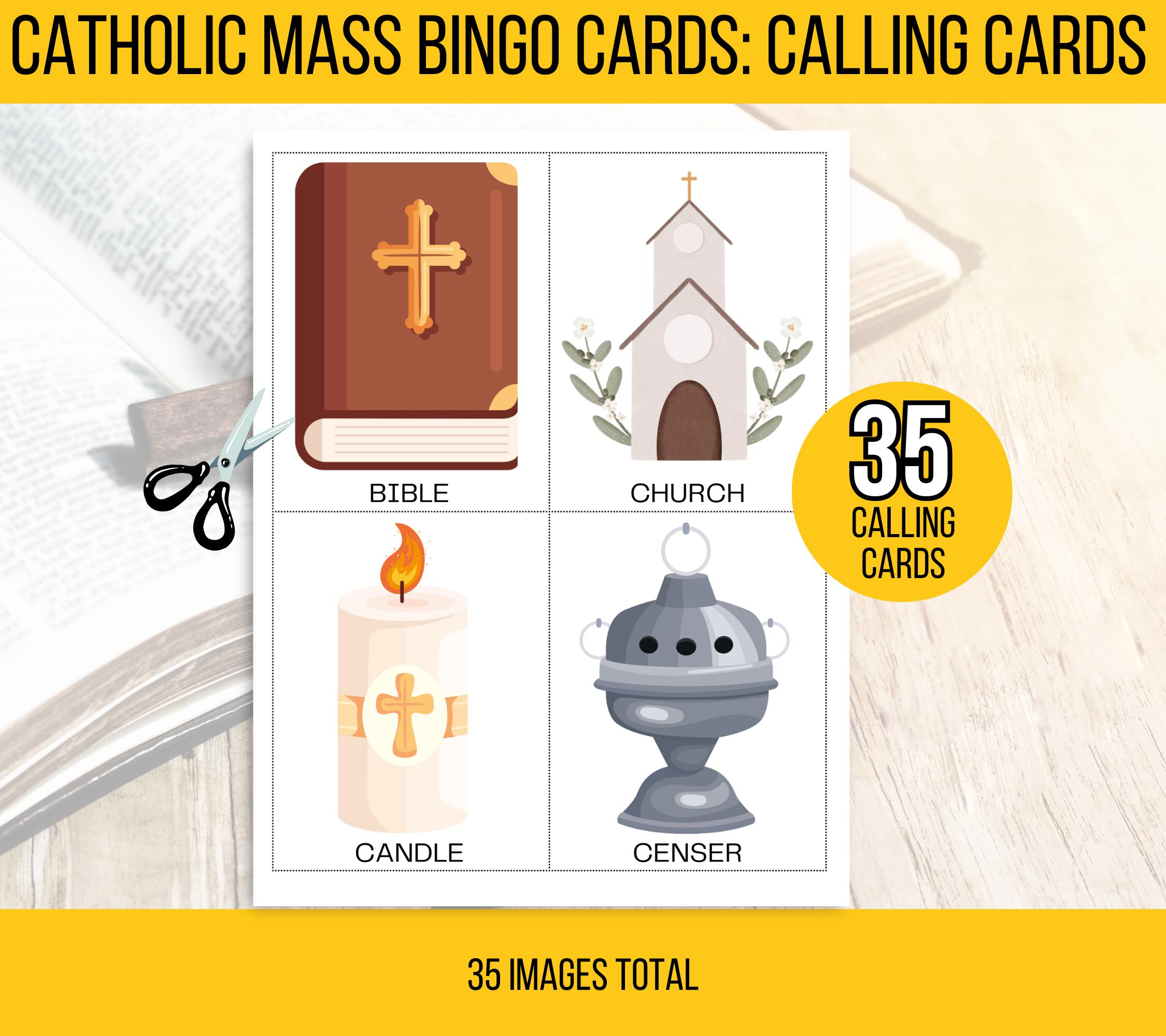 Catholic Mass Bingo, First Communion Bingo, 50 Catholic Mass Bingo ...