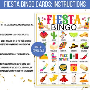 Fiesta Bingo, 30 Printable Fiesta Bingo Cards, Fiesta Activity for Kids ...