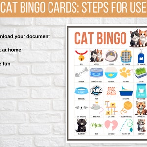 Cat Bingo, 30 Printable Cat Bingo Cards, Cat Birthday Party Game, Cat ...