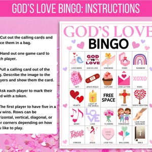Gods Love Bingo, 60 Gods Love Bingo Cards, Bible Bingo, Valentines ...