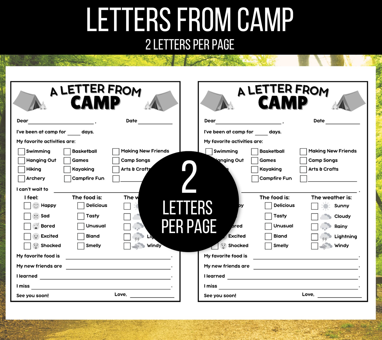 Letters From Camp, Summer Camp Letters, Printable Letter From Camp ...