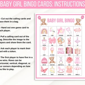 Baby Girl Bingo, Baby Shower Bingo, Baby Girl Shower Printable Game ...