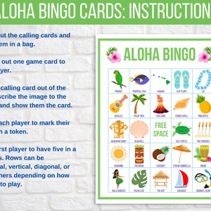Aloha Bingo, Luau Bingo, Hawaiian Bingo, 30 Printable Luau Bingo Cards ...