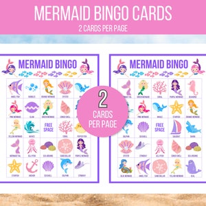 Mermaid Bingo, 30 Unique Printable Mermaid Bingo Cards, Mermaid Game ...