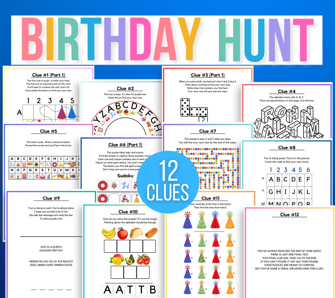 Indoor Birthday Treasure Hunt for Older Kids, Birthday Scavenger Hunt ...