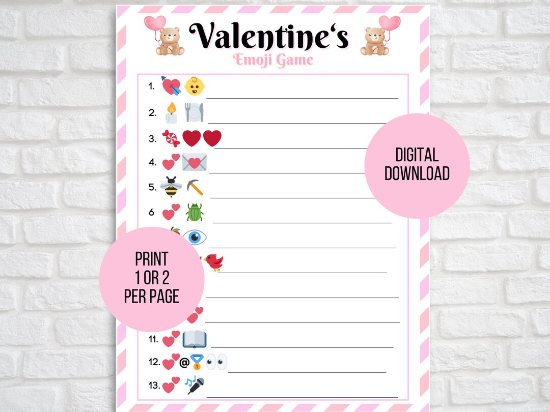 Valentine's Day Emoji Game, Emoji Valentine's Day Game, Valentine's ...