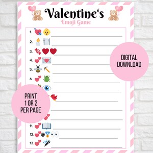 Valentine's Day Emoji Game, Emoji Valentine's Day Game, Valentine's ...