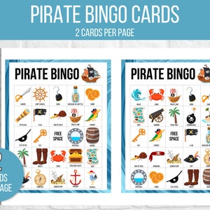 Pirate Bingo, 30 Printable Pirate Bingo Cards, Pirate Birthday, Pirate ...