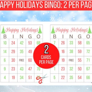 300 Holiday Bingo Cards, Happy Holiday Game, 1, 2, or 4 per Page ...