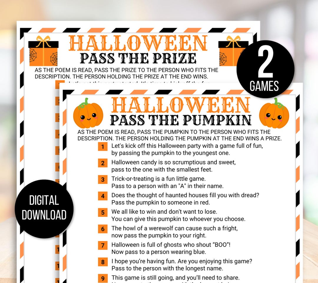 Pass the Pumpkin Games, Halloween Pass the Prize Games, Halloween Party ...