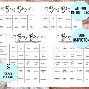 100 Baby Shower Bingo Cards, Unique Prefilled Baby Bingo Game Cards ...