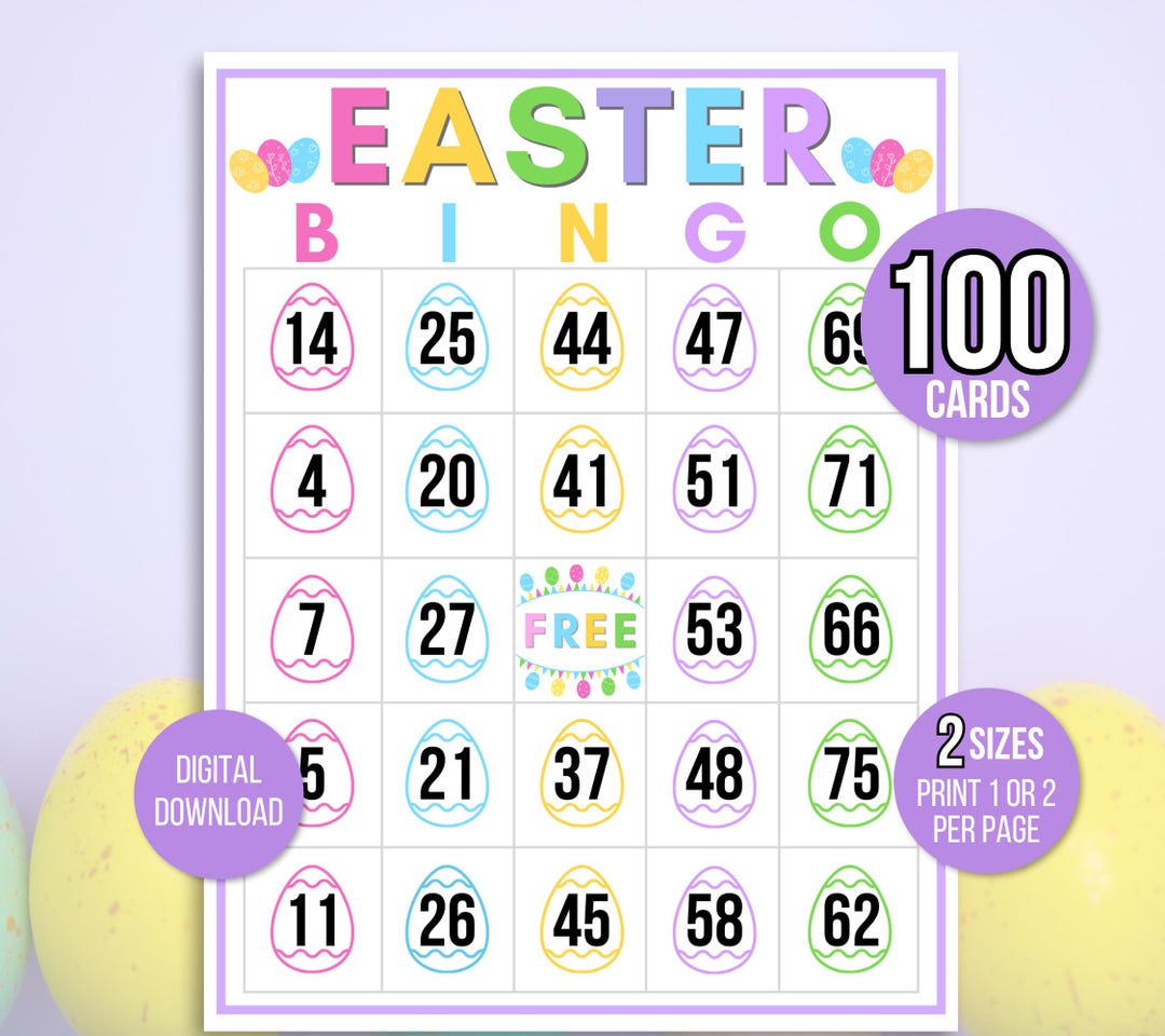 Easter Bingo, 100 Easter Bingo Cards, Printable Easter Activity for ...