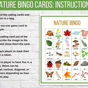 Nature Bingo, 30 Printable Nature Bingo Cards, Nature Party Game ...