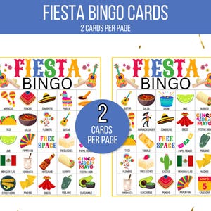 Fiesta Bingo, 30 Printable Fiesta Bingo Cards, Fiesta Activity for Kids ...