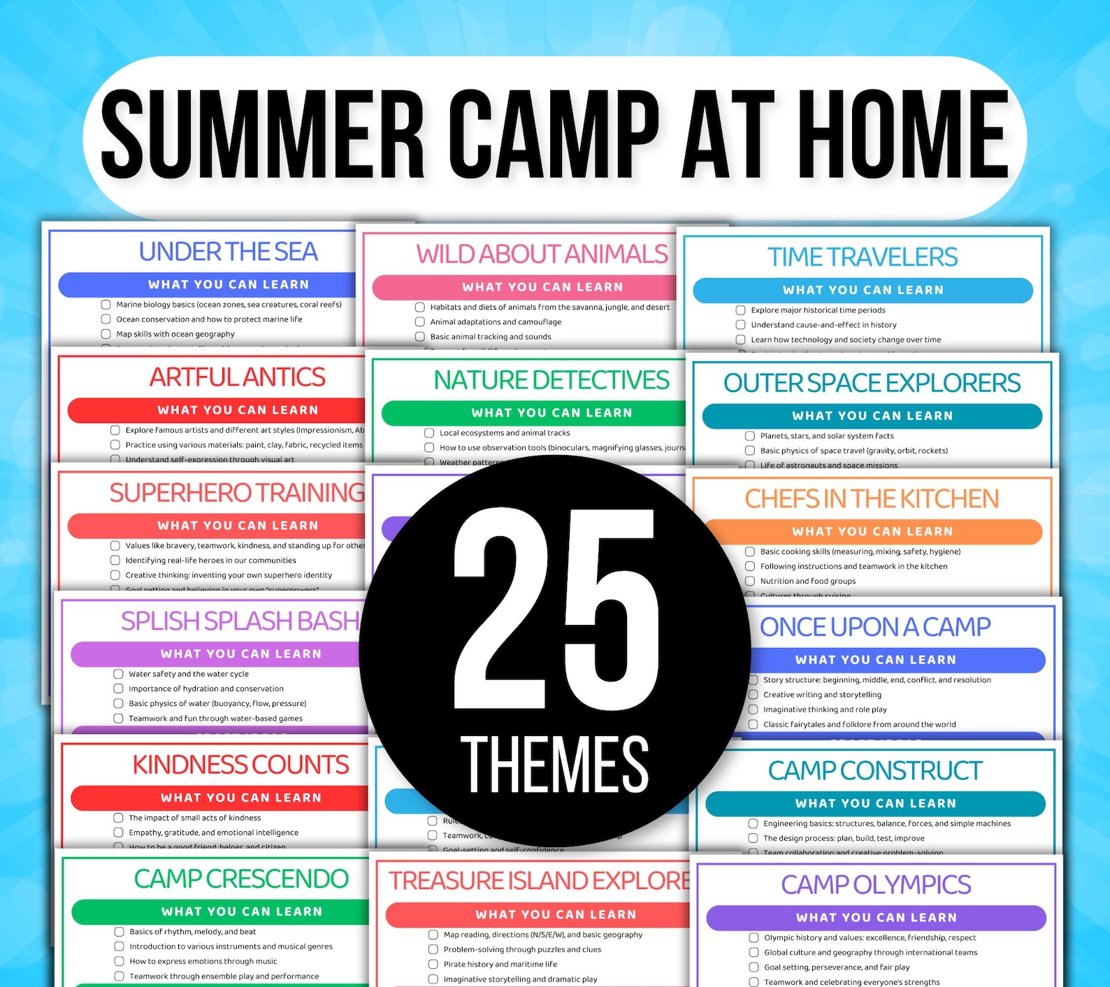 Summer Camp at Home, Summer Camp Activities for Kids, Summer Printable ...