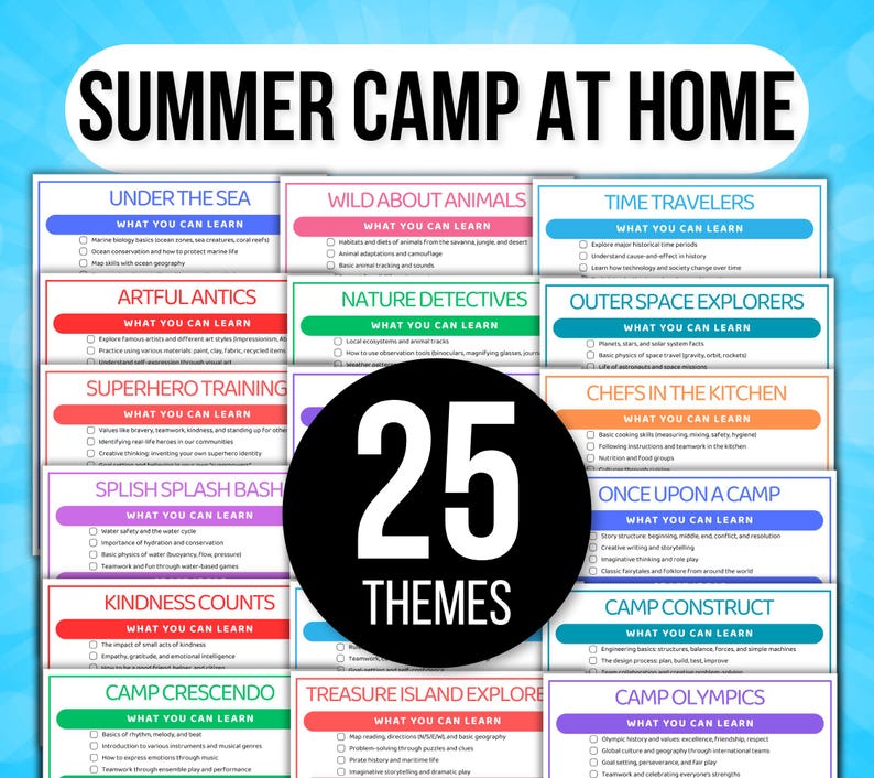 Summer Camp at Home, Summer Camp Activities for Kids, Summer Printable ...