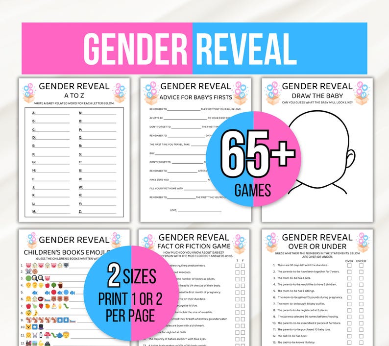 Gender Reveal Games Bundle, Gender Reveal Party Games, Gender Reveal ...